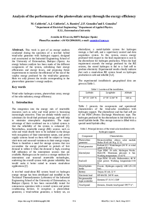 Pdf Exergy Analysis Of Photovoltaic Array Performance