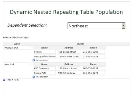 Stevemanns Path Infopath 200720102013 Dynamically Populate A Nested Repeating Table From A
