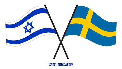 이스라엘과 스웨덴 국기는 교차하고 플랫 스타일을 흔들어 공식 비율 올바른 색상입니다 경제에 대한 스톡 벡터 아트 및 기타 이미지 경제 공휴일 국가 지리적 지역