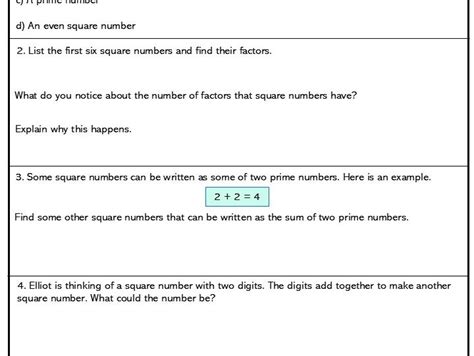 Square Numbers Higher Teaching Resources