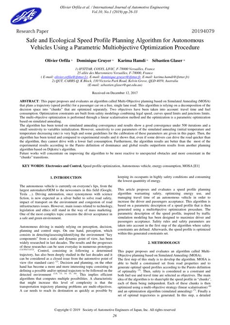 pdf safe and ecological speed profile planning algorithm for