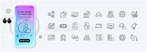 Waterproof Gears And Stars Line Icons For Web App Pictogram Icon