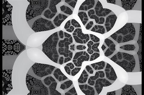 White Pattern Of Curved Shapes On A Black Background Stock