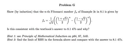 Solved Show By Induction That The N Th Fibonacci Number