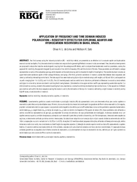Pdf Application Of Frequency And Time Domain Induced Polarization Resistivity Effects For