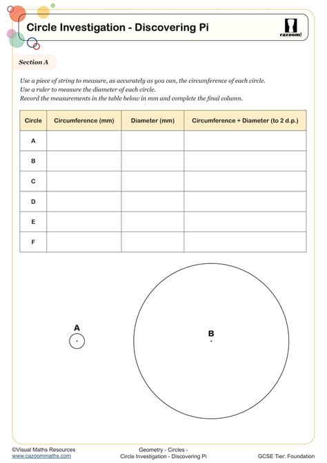 Circle Investigation Discovering Pi Fun And Engaging Geometry Worksheet