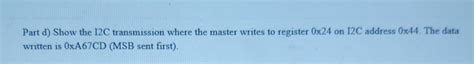 Solved Part A Show The I2c Transmission When The Master