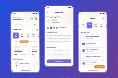 task management mobile app ui kits ux and ui kits ft app and task envato