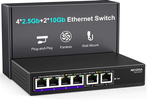 10gbe Ethernet Switch Unmanaged With 2 X 10gb Rj45 Ports 4 X 2 5gb Base T Ports