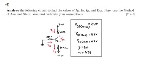 Solved Analyze The Following Circuit To Find The Values Of Chegg