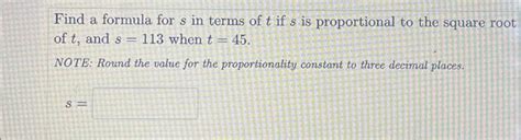 Solved Find A Formula For S In Terms Of T If S Is Chegg Com
