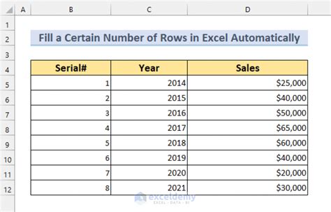 Filling A Certain Number Of Rows In Excel Automatically Methods