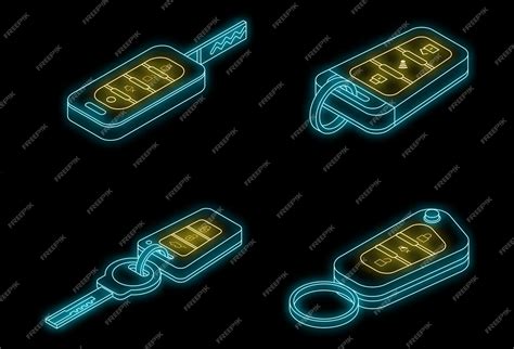 Premium Vector Car Alarm System Icons Set Vector Neon