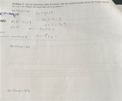 Solved Problem 7 ﻿for The Following Utility Functions Find