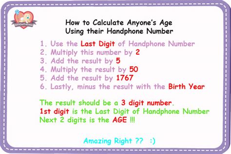 How To Calculate Your Age Using Your Handphone Number Gift Our Precious
