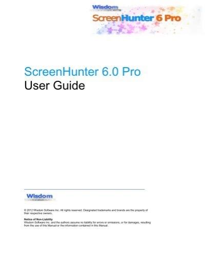 ScreenHunter Help File User Guide Wisdom Software Inc