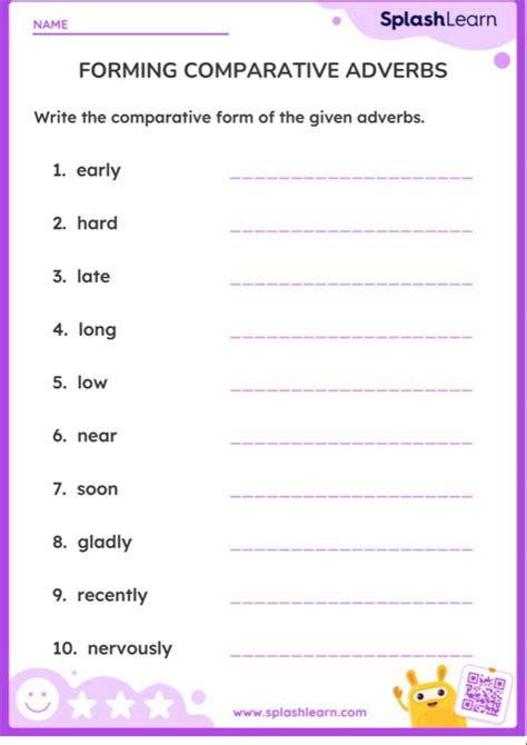 Comparative Degree Of Adverbs — Printable Ela Worksheet
