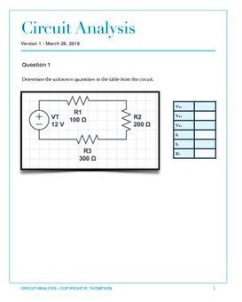 Circuit Analysis Worksheet
