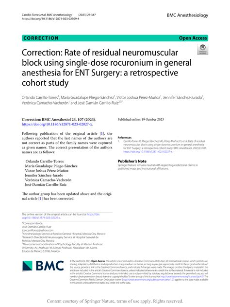 Pdf Correction Rate Of Residual Neuromuscular Block Using Single‑dose Rocuronium In General