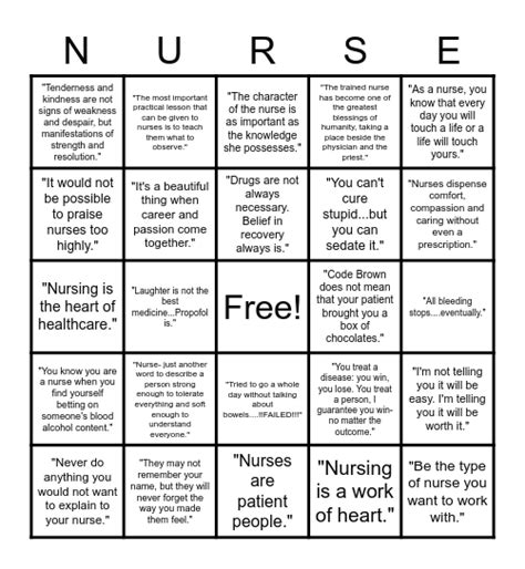 Nurses Week Bingo Card