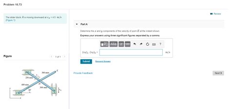 Solved Problem 16 73 Review The Slider Block A Is Moving Chegg Com