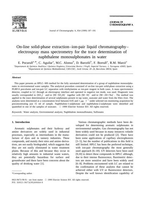 Pdf On Line Solid Phase Extraction Ion Pair Liquid Chromatography Electrospray Mass