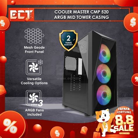Cooler Master Cmp 520 Argb Mid Tower Casing Shopee Singapore