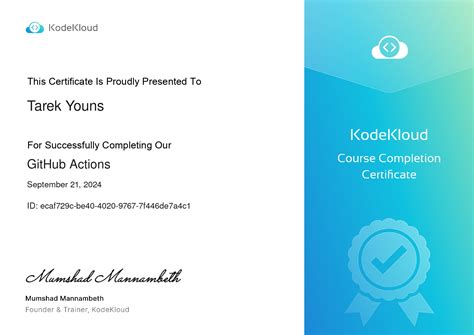 Github Actions Certificate Kodekloud