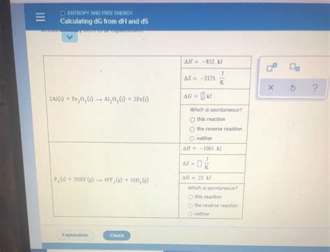 Solved O Entropy And Free Energy Calculating Dg From Dh And