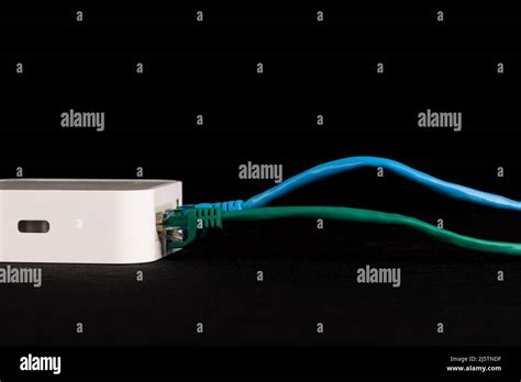 Ethernet Network Cables Plugged Into Internet Device Stock Photo Alamy