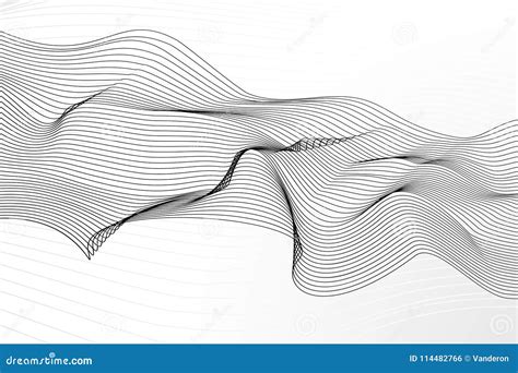 Abstract Background With Dynamic Linear Waves Stylized Lines Element For Design Stock Vector