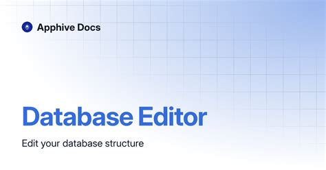 Database Editor Apphive Docs