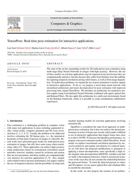 Pdf Tensorpose Real Time Pose Estimation For Interactive