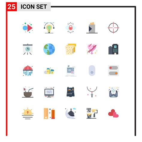 Pictogram Set Of 25 Simple Flat Colors Of Sport Gym Internet Fitness Fast Food Editable Vector