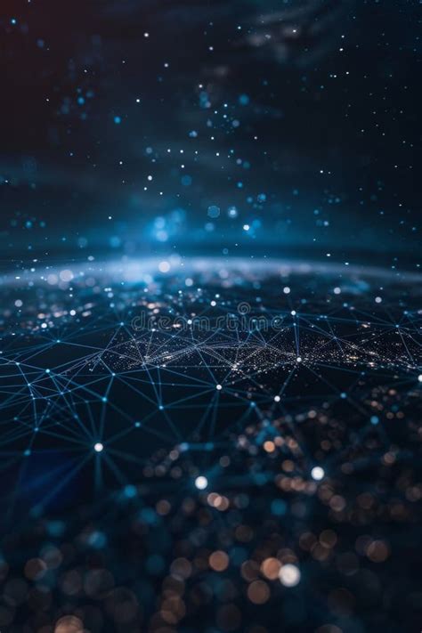 Futuristic Digital Network With Glowing Nodes And Connection Stock Illustration Illustration