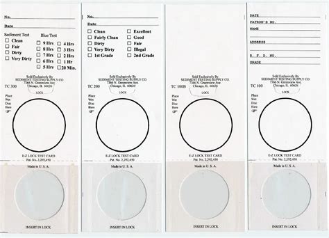 Tc100 Sediment Test Card Sediment Testing Supply