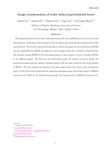 Gauge Transformation Of Scalar Induced Gravitational Waves Pdf