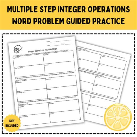 Integer Word Problem Guided Practice Multi Step Problems By Kj In The Middle