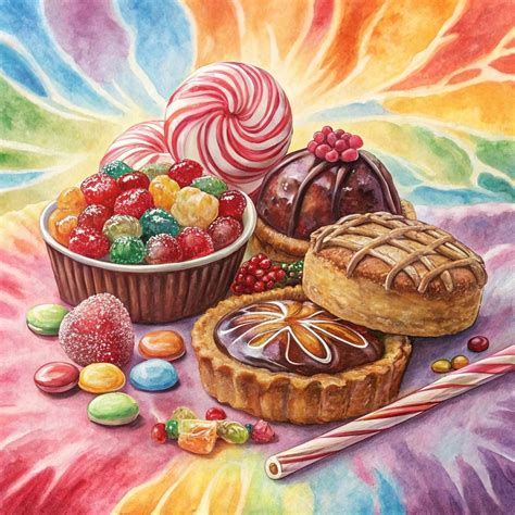 Vintage Sweets Tie Dye Illustration Idee Vintage Immagini