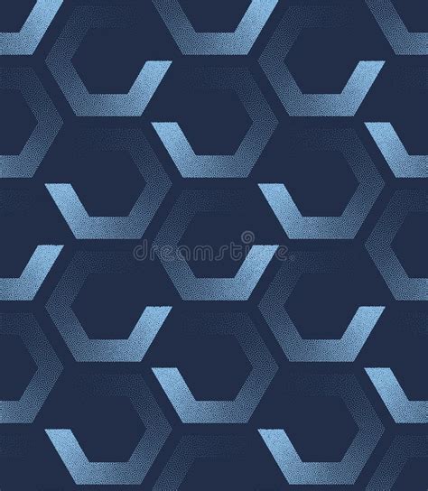 Mod Hexagons Seamless Pattern Trendy Vector Blue Conceptual Abstract Background Stock Vector