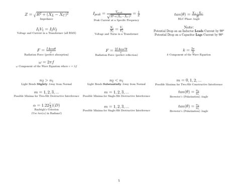 Purdue Phys 241 Final Exam Crib Sheet Optics And Ac Circuits Pdf