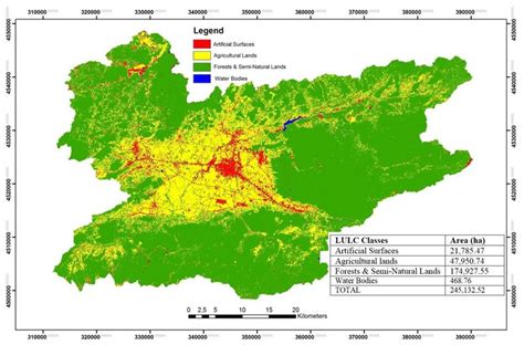 Lulc Map And The Areal Distribution Of Classes Obtained Fron Obc
