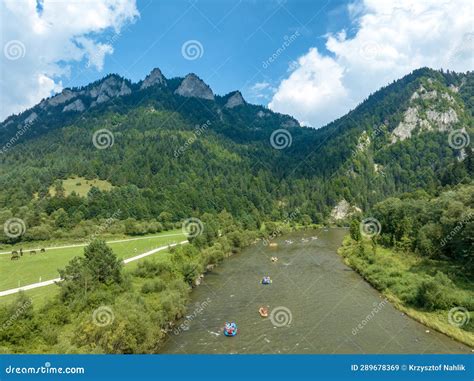Rafts And Canoes Approaching Dunajec River Gorge And Trzy Korony