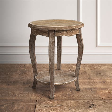 Kelly Clarkson Home Francoise Rustic Industrial Antique Wooden Round End Table With 1 Open Shelf