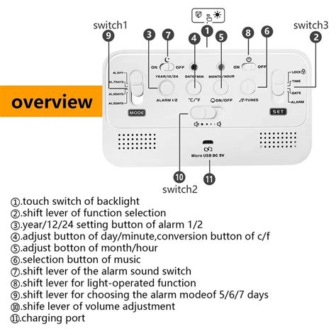 Music Alarm Clock Digital Clock For Bedroom With Grandado