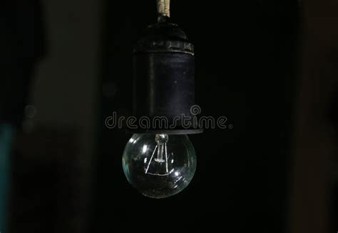 Electric Light Bulb On A Black Background The Light Bulb Does Not Glow
