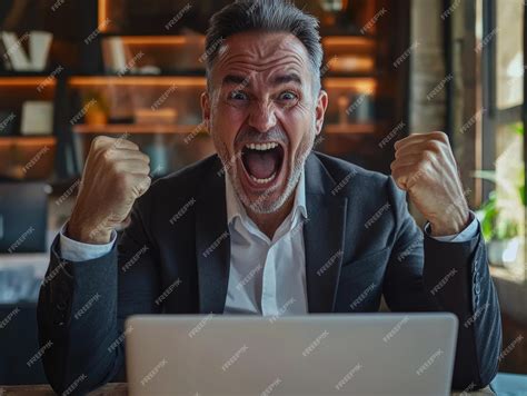 Man Standing In Front Of A Laptop Premium Ai Generated Image