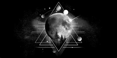 Full Moon Geometric Design With Esoteric Symbols And Lines Premium 2k