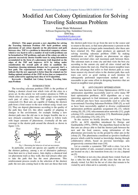 Pdf Modified Ant Colony Optimization For Solving Traveling Salesman Problem
