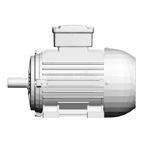 Low Poly Electric Motor Made Of Black Lines On A White Background Side
